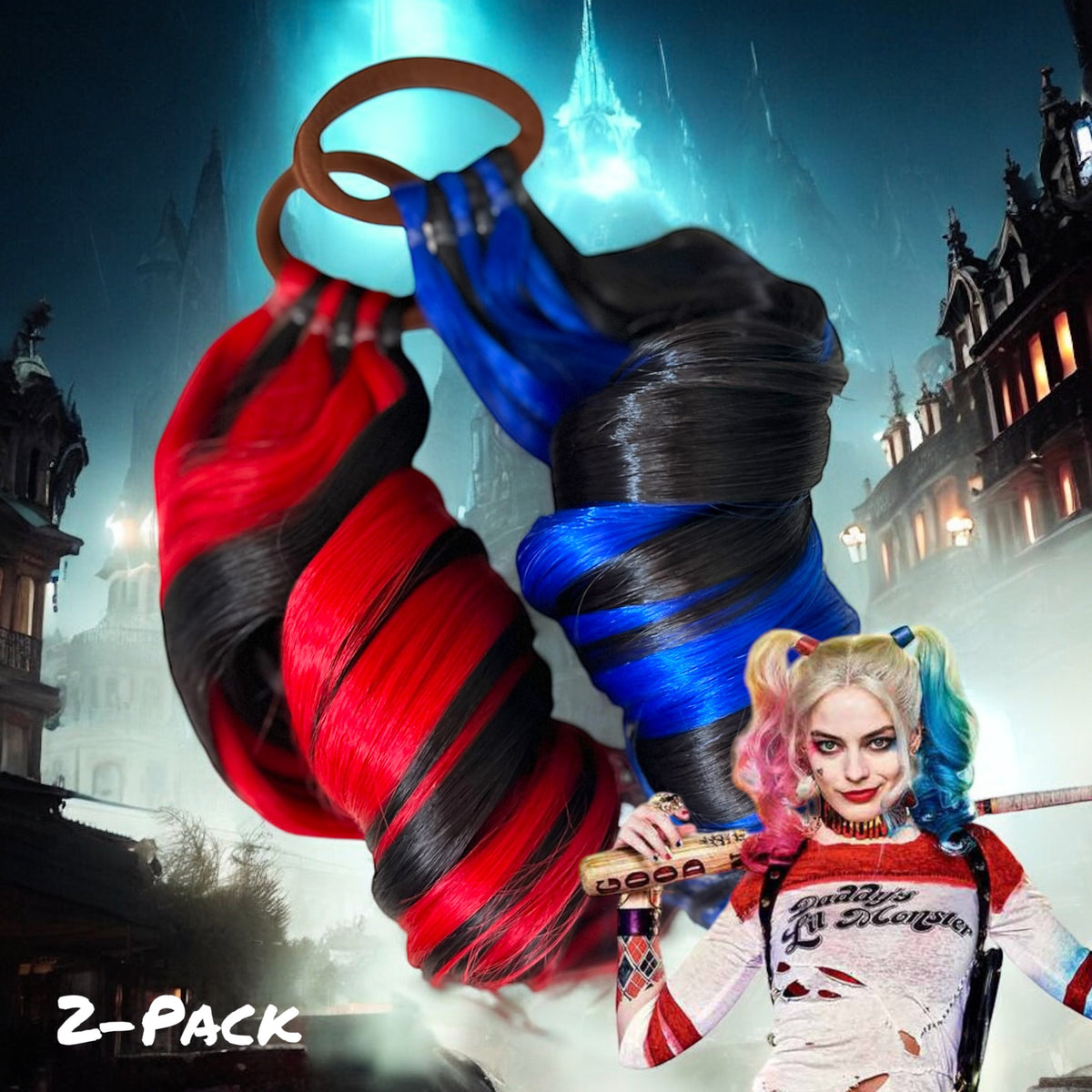 Harley Quinn Brunette 12” Mini Piggies – Magic Manes Hair Extensions