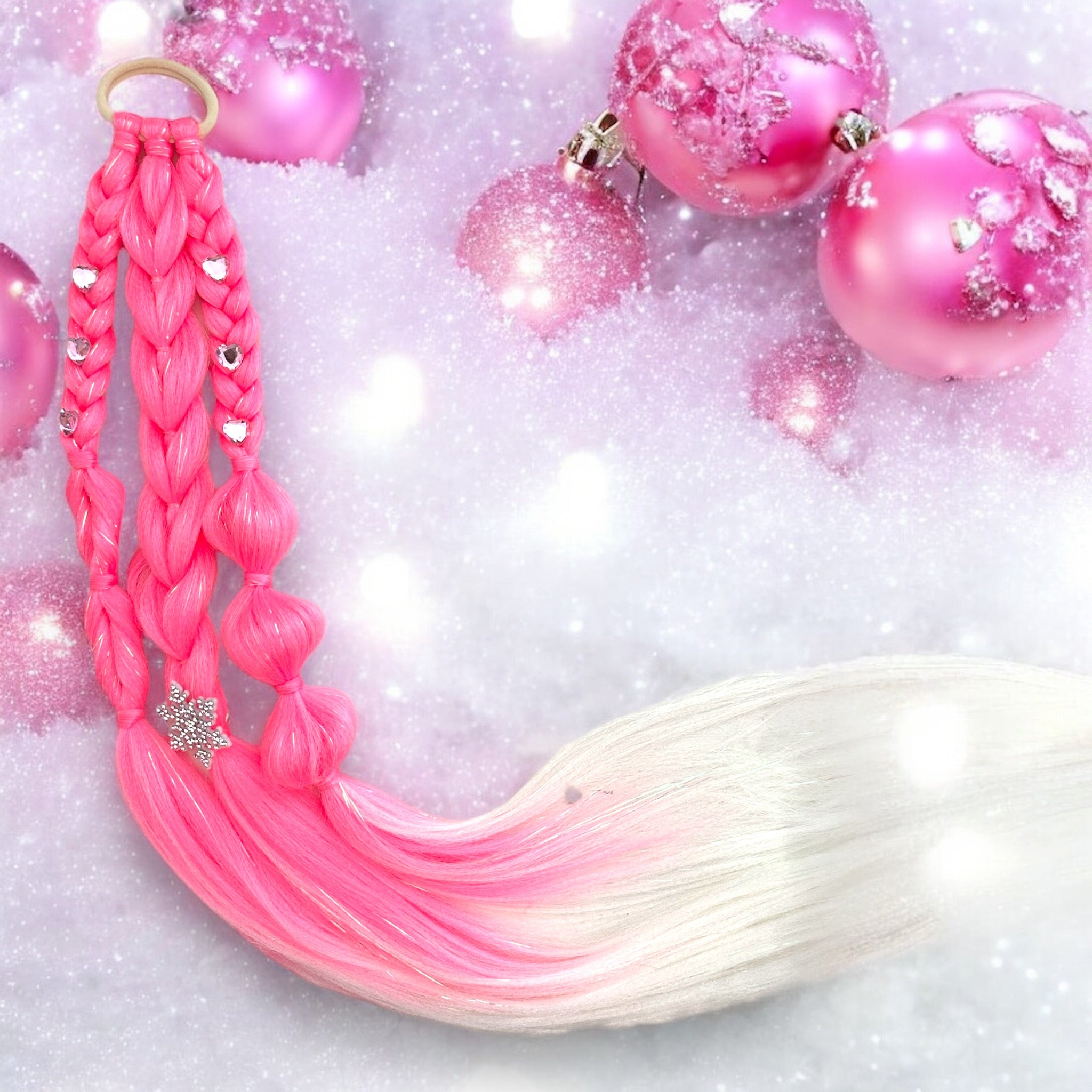 Pink Snowflake Gemmed Braided Ponytail – Magic Manes Hair Extensions
